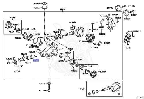 41231-14110 - Toyota - SPACER, REAR DIFFERENTIAL DRIVE PINION BEARING ...