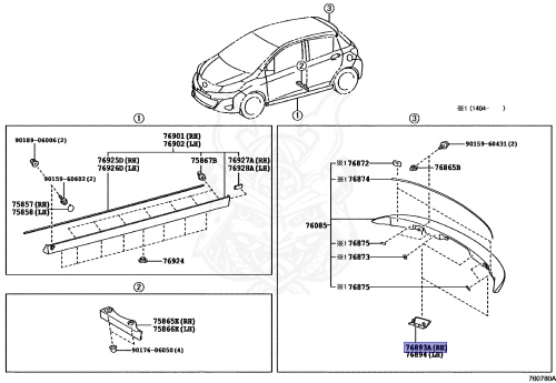 76893-52070-A0 - Toyota - Cover, Rear Spoiler, Rh - Nengun Performance