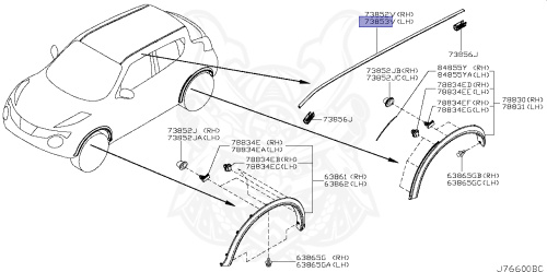 73853-1KA0A - Nissan - MLDG ASSEMBLY-ROOF SIDE,LH - Nengun Performance