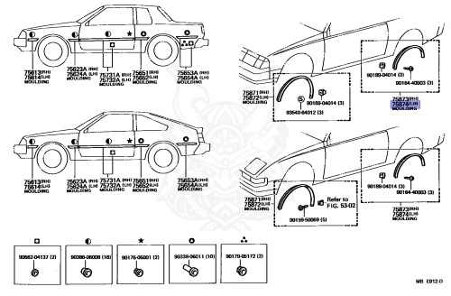 75088-19035 - Toyota - Moulding, Quarter Panel Wheel Opening, Lh ...