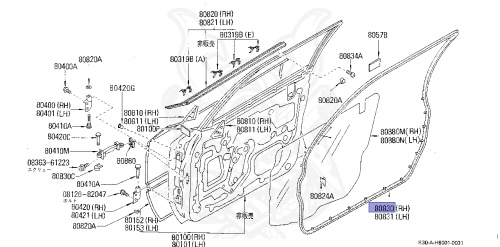 80830-01S00 - Nissan - Weatherstrip, Front Door Rh - Nengun Performance