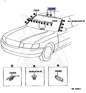 75548-50032 - Toyota - Fastener, Windshield Outside Moulding - Nengun ...