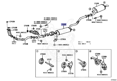 17420-20120 - Toyota - EXHAUST CENTER PIPE ASSY - Nengun Performance