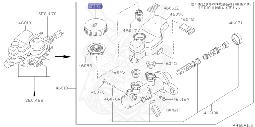 46020-64J01 - Nissan - CAP ASSEMBLY, OIL RESERVOIR TANK - Nengun ...