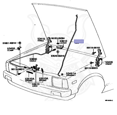 53451-12020 - Toyota - Rod, Hood Support - Nengun Performance