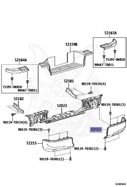 52151-0K060 - Toyota - BAR, REAR BUMPER, RH - Nengun Performance