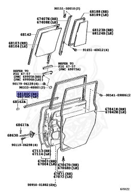 68180-60020 - Toyota - WEATHERSTRIP ASSY, REAR DOOR GLASS, OUTER RH ...