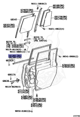 68180-60020 - Toyota - WEATHERSTRIP ASSY, REAR DOOR GLASS, OUTER RH ...