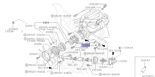 11060-21V00 - Nissan - OUTLET, WATER - Nengun Performance