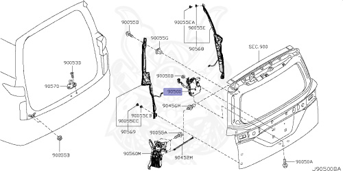 90500-1JB0A - Nissan - LOCK & REMOTE CONTROL ASSEMBLY-BACK DOOR ...