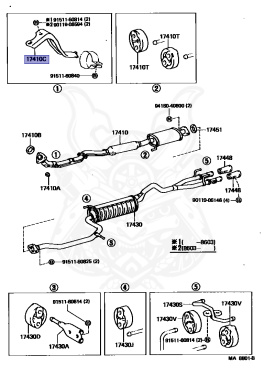 17571-11090 - Toyota - Bracket, Exhaust Pipe Front (for Front) - Nengun ...