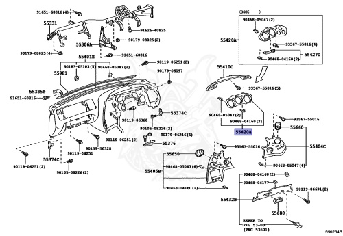 55420-14050 - Toyota - Panel Assy, Instrument Cluster Finish, Center ...