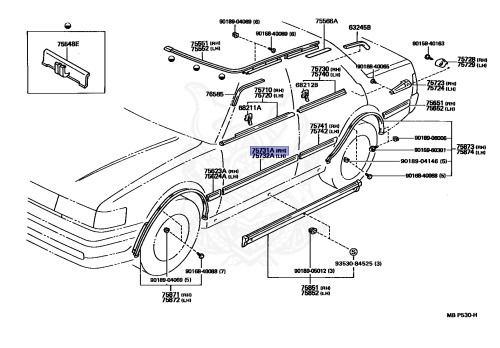 75731-22520-01 - Toyota - Moulding, Front Door, Outside Rh - Nengun ...