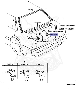 75392-20090 - Toyota - Retainer, Outside Molding, No.1 - Nengun Performance