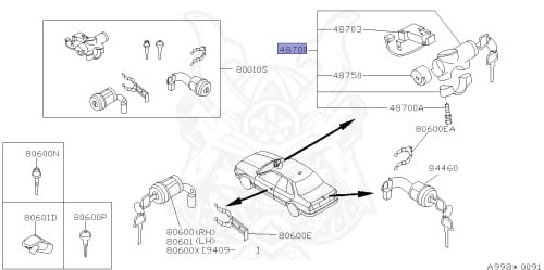 48700-36J25 - Nissan - LOCK SET, STEERING - Nengun Performance