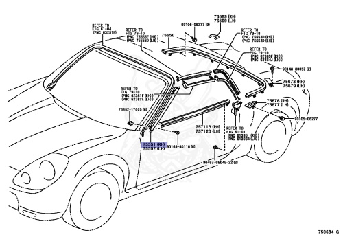 75505-17040 - Toyota - MOULDING, ROOF DRIP SIDE FINISH, RH - Nengun ...
