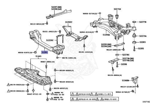 51201-22581 - Toyota - Front Suspension Crossmember Sub-assy - Nengun ...