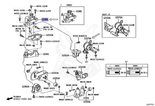 12305-28300 - Toyota - Insulator Sub-assy, Engine Mounting, Rh - Nengun ...