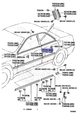 75741-22760-A1 - Toyota - Moulding, Rear Door, Outside Rh - Nengun ...