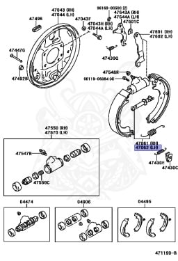 47062-12020 - Toyota - Strut Set, Parking Brake Shoe, Lh - Nengun ...