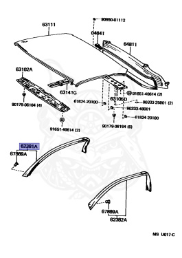 62381-17040 - Toyota - Weatherstrip, Roof Side Rail, Rh - Nengun ...