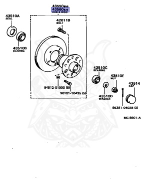 43510-40060 - Toyota - Hub & Disc Assy, Front Axle, Lh - Nengun Performance