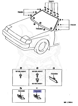 75545-20070 - Toyota - Clip, Windshield Outside Molding, No.1 - Nengun ...