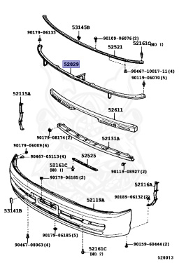 52029-20080 - Toyota - Front Bumper Upper Reinforcement Sub-assy ...