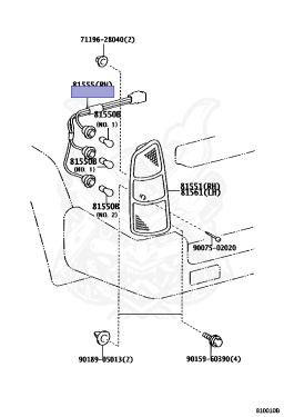 81555-60490 - Toyota - SOCKET & WIRE SUB-ASSY, REAR COMBINATION LAMP ...