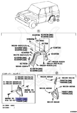 76607-60030 - Toyota - Mudguard Sub-assy, Quarter Panel, Rear Rh ...