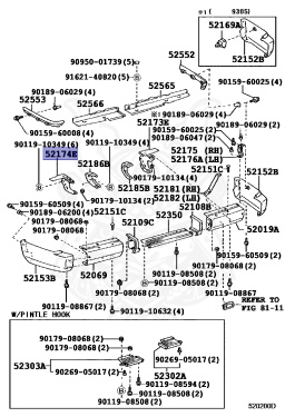 52174-60050 - Toyota - BRACKET, REAR BUMPER BAR, LH - Nengun Performance