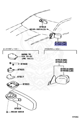 87940-3A060-C0 - Toyota - MIRROR ASSY, OUTER REAR VIEW, LH - Nengun ...