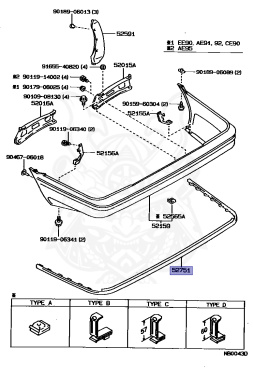 52751-12120 - Toyota - Moulding, Rear Bumper - Nengun Performance