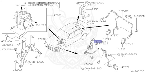 47910-0V800 - Nissan - SENSOR ASSEMBLY, ANTI SKID FRONT RH - Nengun ...