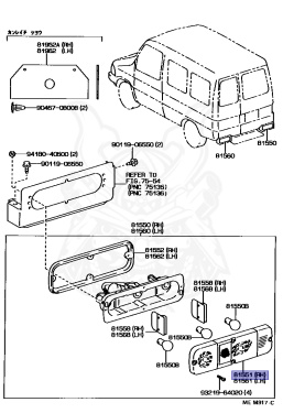 81551-25060 - Toyota - REAR COMBINATION LAMP LENS, RH - Nengun Performance