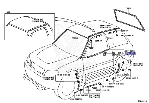 75720-42010 - Toyota - Moulding Assy, Front Door Belt, Lh - Nengun ...