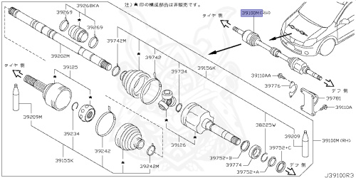 39100-EN000 - Nissan - FRONT DRIVE SHAFT ASSEMBLY, RH - Nengun Performance