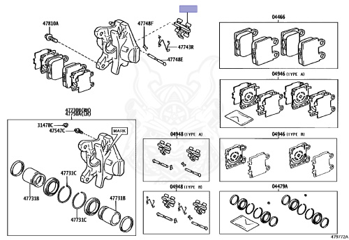 47743-30030 - Toyota - SPRING, ANTI-SQUEAL (FOR REAR DISC BRAKE ...