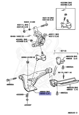 48069-10100 - Toyota - Arm Sub-assy, Front Suspension, Lower No.1 Lh ...