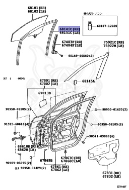 68141-12511 - Toyota - RUN, FRONT DOOR GLASS, RH - Nengun Performance