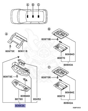 MB774960 - Mitsubishi - ROOM LAMP ASSY, FR - Nengun Performance