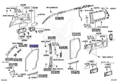 62311-60121-A0 - Toyota - WEATHERSTRIP, FRONT DOOR OPENING TRIM, RH ...