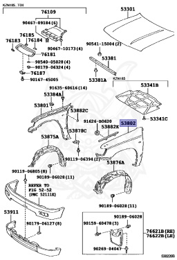 53802-35160 - Toyota - FRONT FENDER SUB-ASSY, LH - Nengun Performance