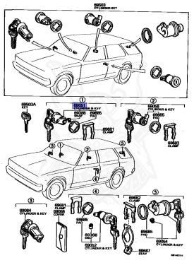 69051-19176 - Toyota - DOOR LOCK CYLINDER & KEY SET - Nengun Performance