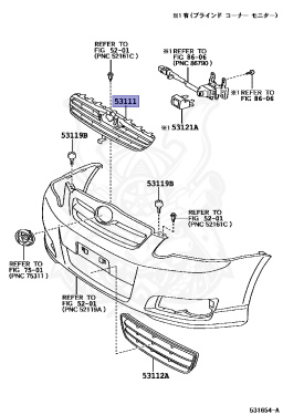 53111-13280-A0 - Toyota - RADIATOR GRILLE - Nengun Performance