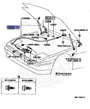 53440-19035 - Toyota - HOOD SUPPORT ASSY, RH - Nengun Performance