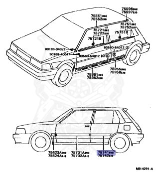 75741-12211-01 - Toyota - Moulding, Rear Door, Outside Rh - Nengun ...
