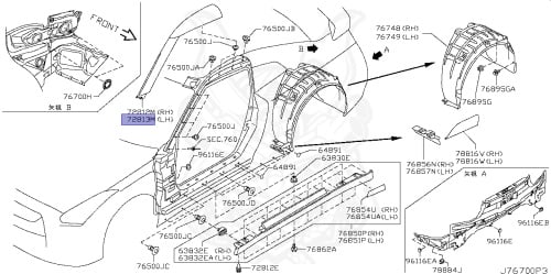 76837-JF01A - Nissan - FRONT PILLAR FINISHER, LH - Nengun Performance