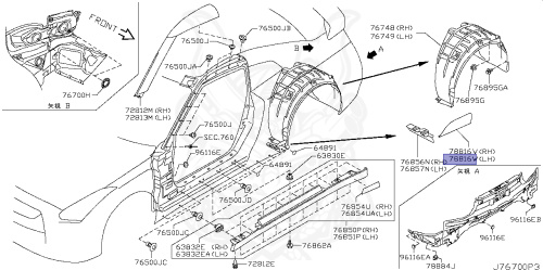 78817-JF00B - Nissan - REAR SIDE PROTECTOR, LH - Nengun Performance