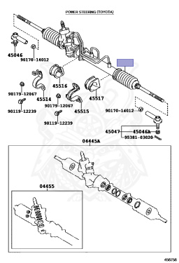 44250-12620 - Toyota - POWER STEERING GEAR ASSY (FOR RACK & PINION ...